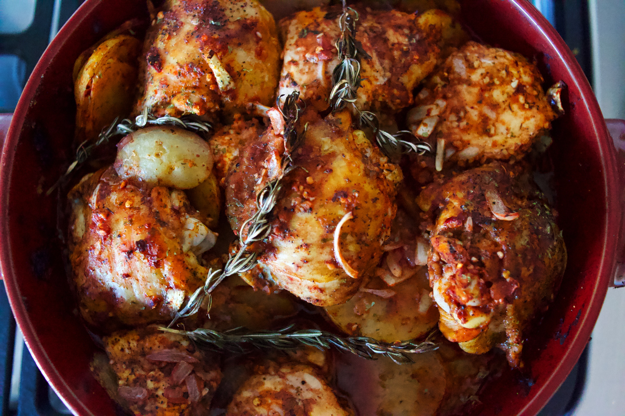 One Pot Chicken and Potatoes in Red Wine - Kalie Stephan