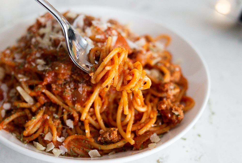 One Pan Spaghetti with Meat Sauce - Kalie Stephan